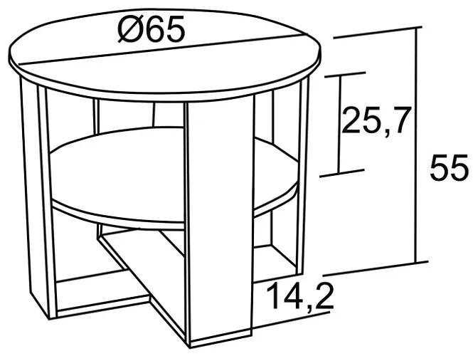 Kulatý konferenční stolek K161 DS - IMRICH, průměr 65 cm, dub sonoma, český výrobek