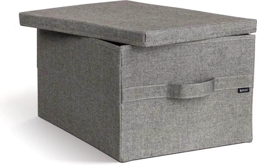 Šedý látkový úložný box s víkem 36x46x25 cm Soft Storage Large – Bigso
