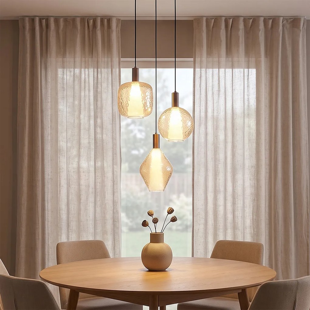 Designové závěsné svítidlo tmavě bronzové se 3 světly - Ard