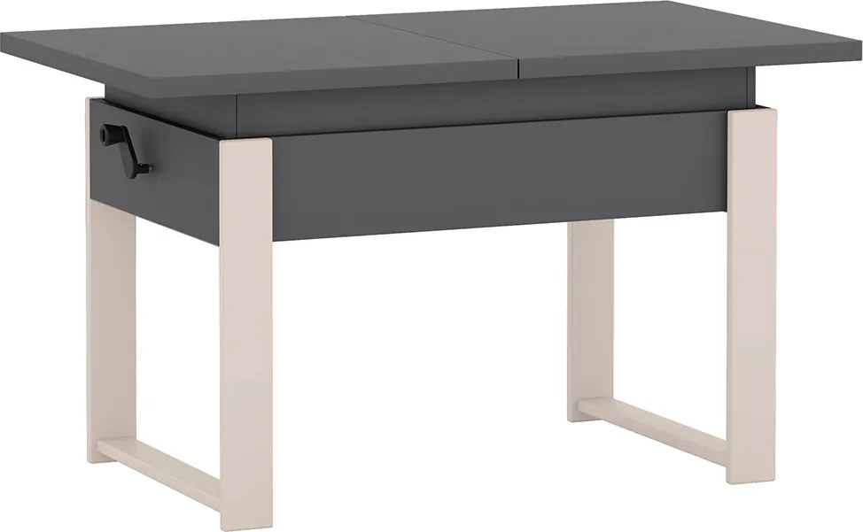 Rozkládací polohovací konferenční stolek HOGO 3v1 | 120-157x62,5-74,5x67 cm | síla horní desky 32 mm | tmavě šedá/nohy kašmír
