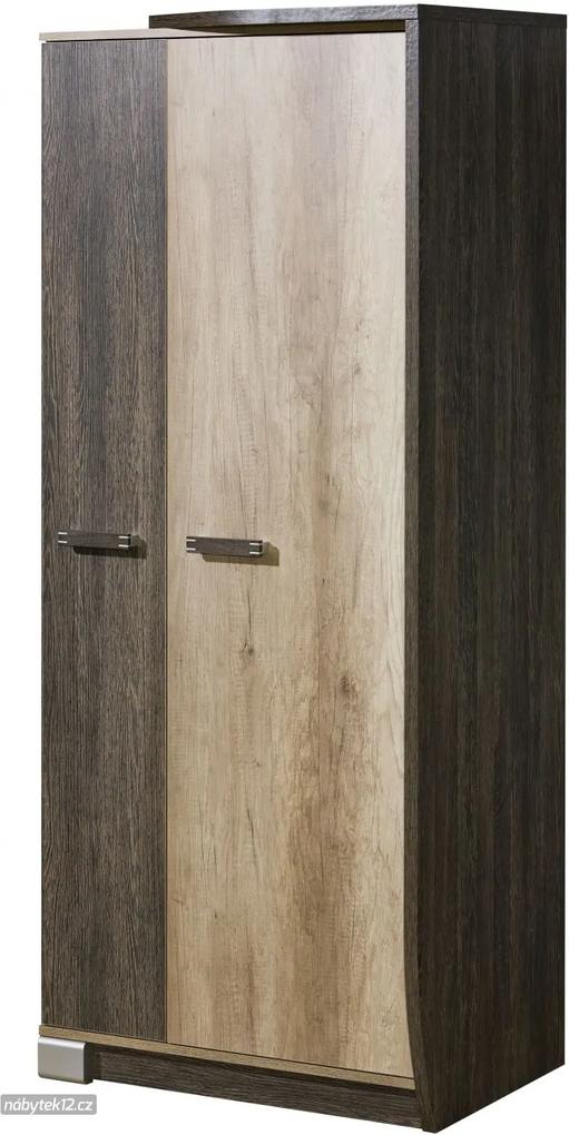Dvoudveřová šatní skříň Raven 1, LTD, dub šedý / arusha, 80x192x58 cm