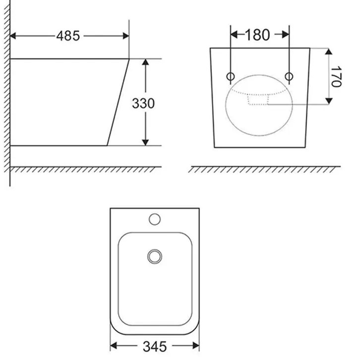 Mereo, Bidet závěsný kapotovaný , 485x345x330, keramický, bílý, VSD83B