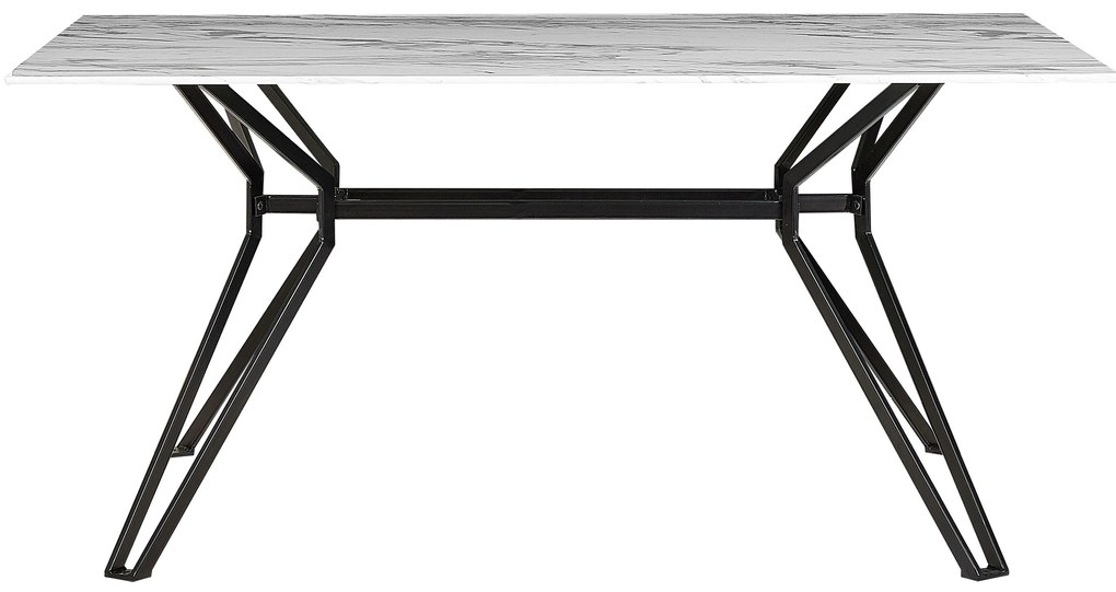 Jídelní prosklený stůl s mramorovým efektem 160 x 90 cm černý BALLINA Beliani
