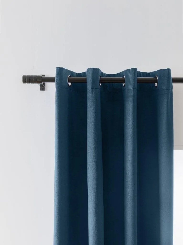 Petrolejový zatemňovací závěs VELVET 140x270 cm Zavěšení: Řasící páska
