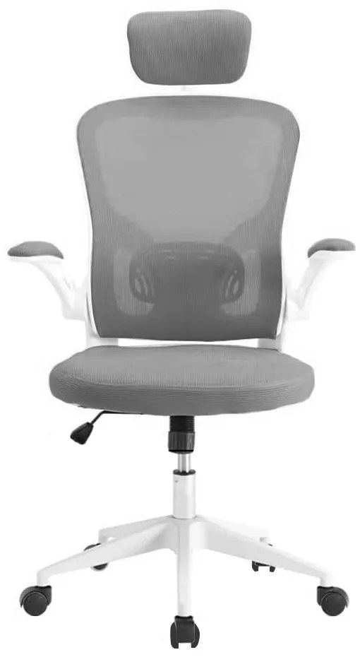 Ergonomická kancelářská židle s bederní opěrkou a opěrkou hlavy, šedá