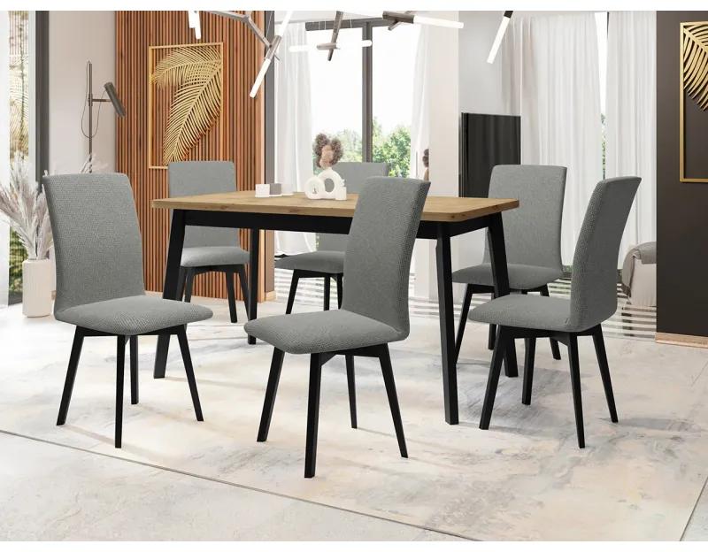 Jídelní jídelní stůl se 6 židlemi AL24, Barva dřeva: bílá-L, Potah: Hygge D91, Barvy nožiček: černá