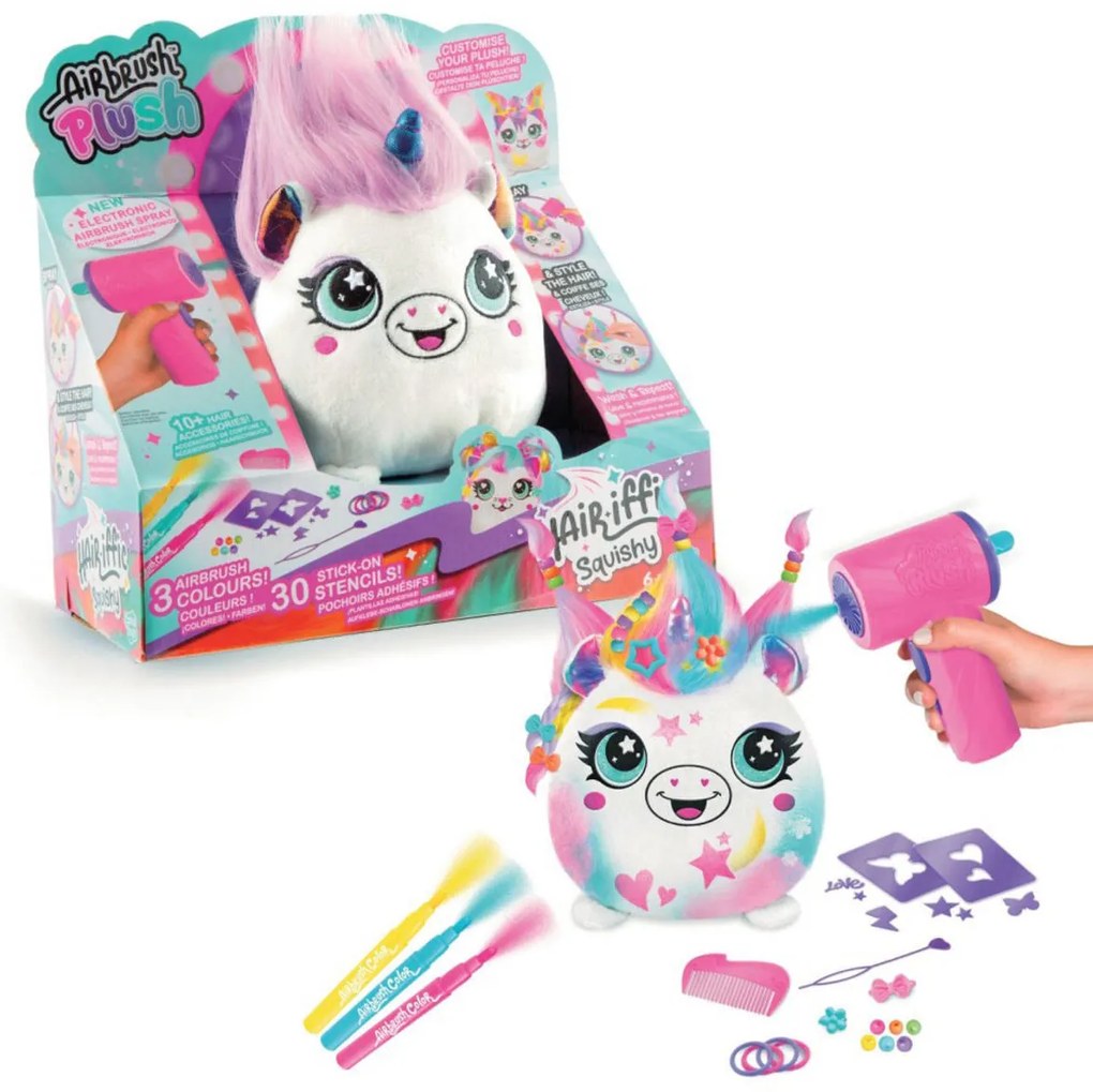 EP Line Airbrush Hair´iffic Squish Pal set plyšák k vybarvení na baterie 2 druhy air040
