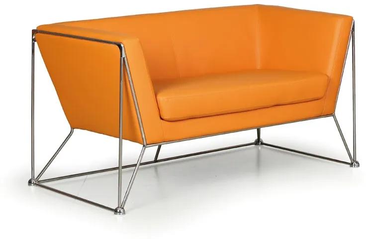 Kožená sedačka NET, 2 místa, oranžová