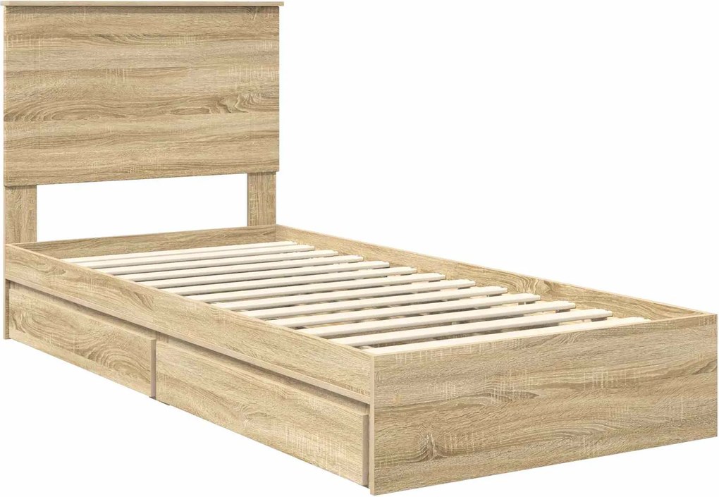 Postel s úložným prostorem se zásuvkou Sonoma dub 90 x 200 cm 3409596