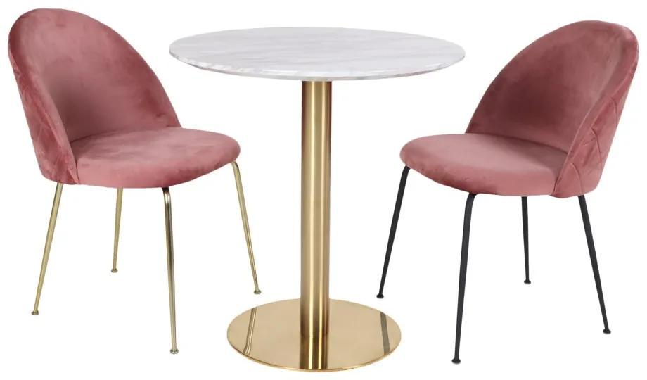 House Nordic Jídelní stůl, deska v mramorovém vzhledu, nohy v mosazném vzhledu\nØ110x75cm