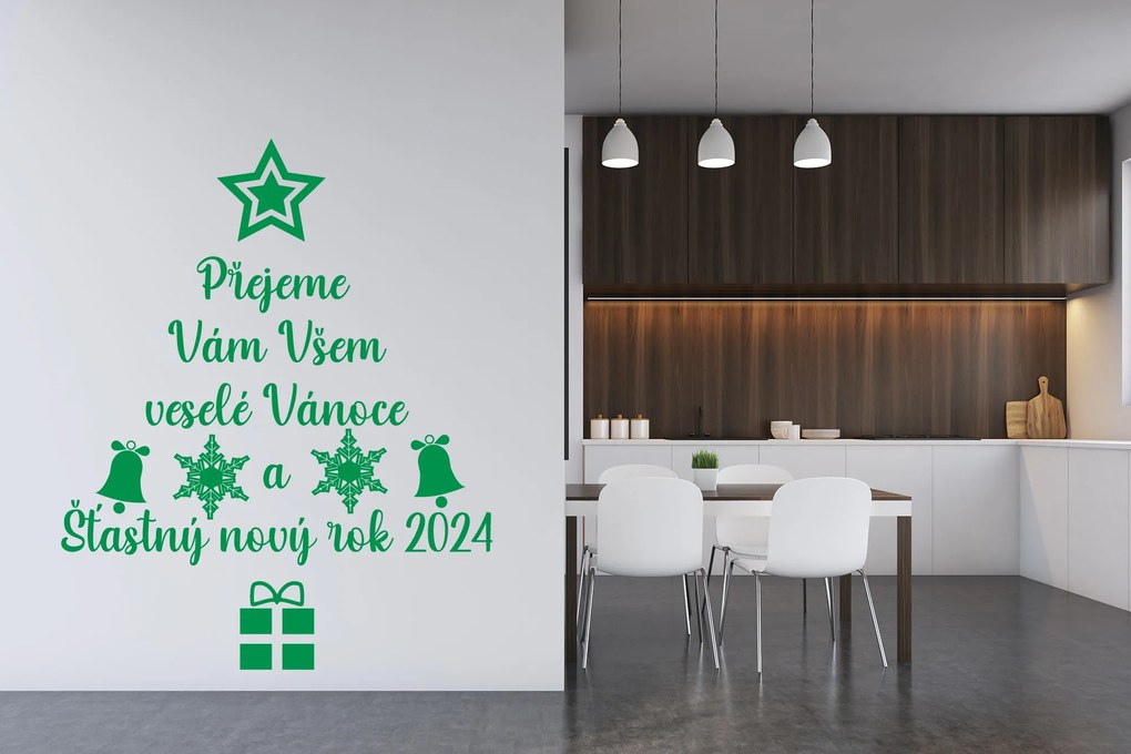 Lepy.cz Samolepka na zeď Veselé Vánoce - Strom Velikost (šířka x výška): 30x36cm, Barevná varianta: Tmavě modrá