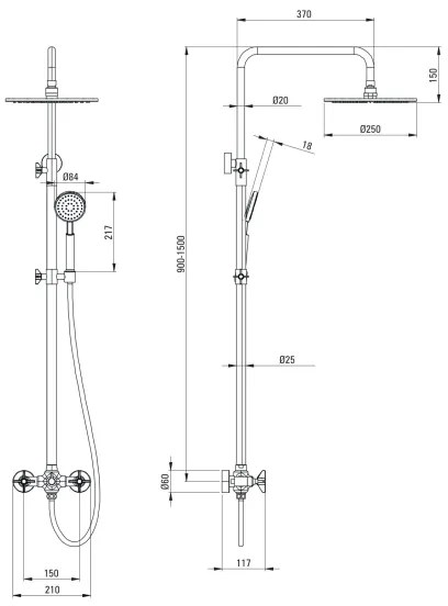 Deante NAC_N4QT - Sprchová sada s baterií TEMISTO černá