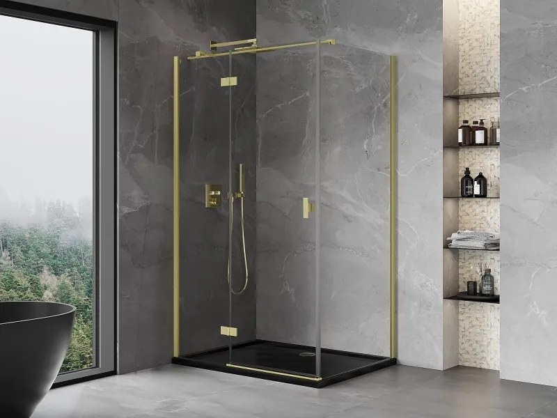 Mexen Mist HT, sprchový kout s výklopnými dveřmi levý 105 x 120 cm, čiré sklo, zlatá matná, 8A5T-105-120-55-00-L