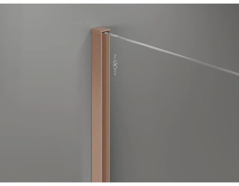 Mexen, Mexen Kioto-X sprchová stěna 100 x 200 cm, matná 10 mm, broušená měď - 800-100-101-65-30-X