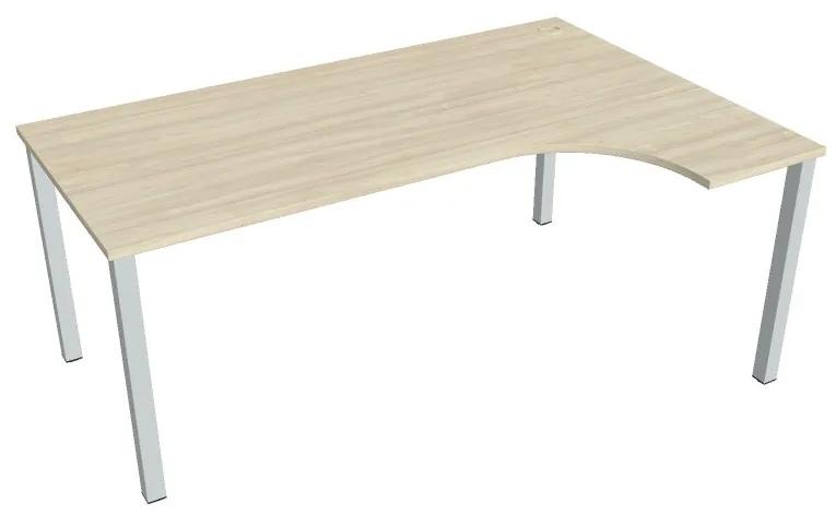 Stůl ergo oblouk levý 180×120/80 cm - Hobis Uni UE 1800 L Dekor stolové desky: akát, Barva nohou: Stříbrná