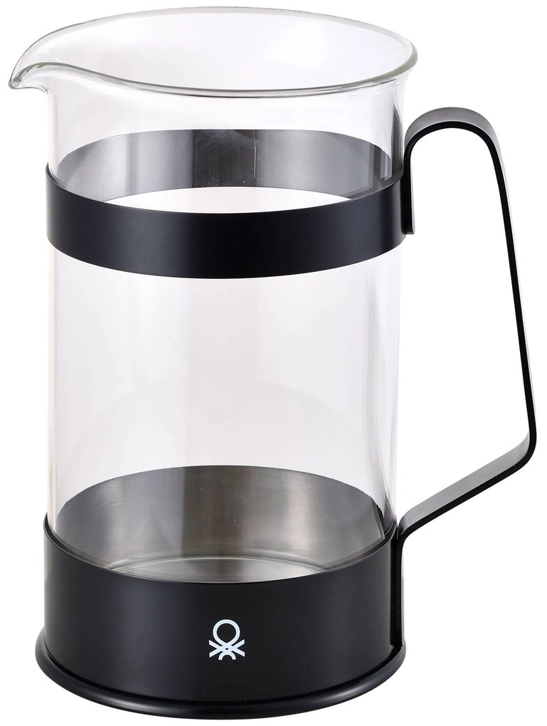 Kávovar French Press United Colors of Benetton Black & White BE-0682-BK / 0,6 l / borosilikátové sklo / nerez / černá