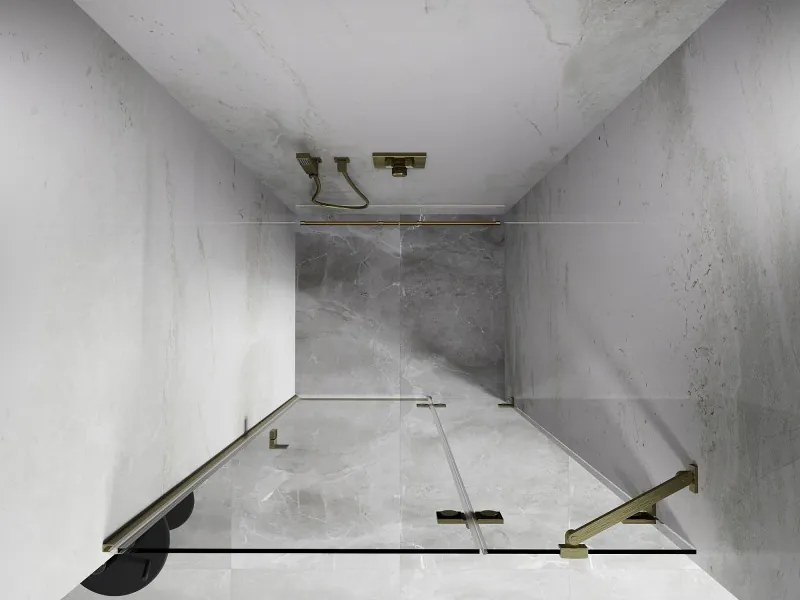 Mexen, Mexen Lunar pravé otočné sprchové dveře 125 cm, transparentní, broušené zlato - 834-125-000-55-00-P