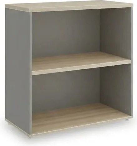 Nízká skříň SimpleOffice 80 x 40 x 80 cm, dub světlý / šedá