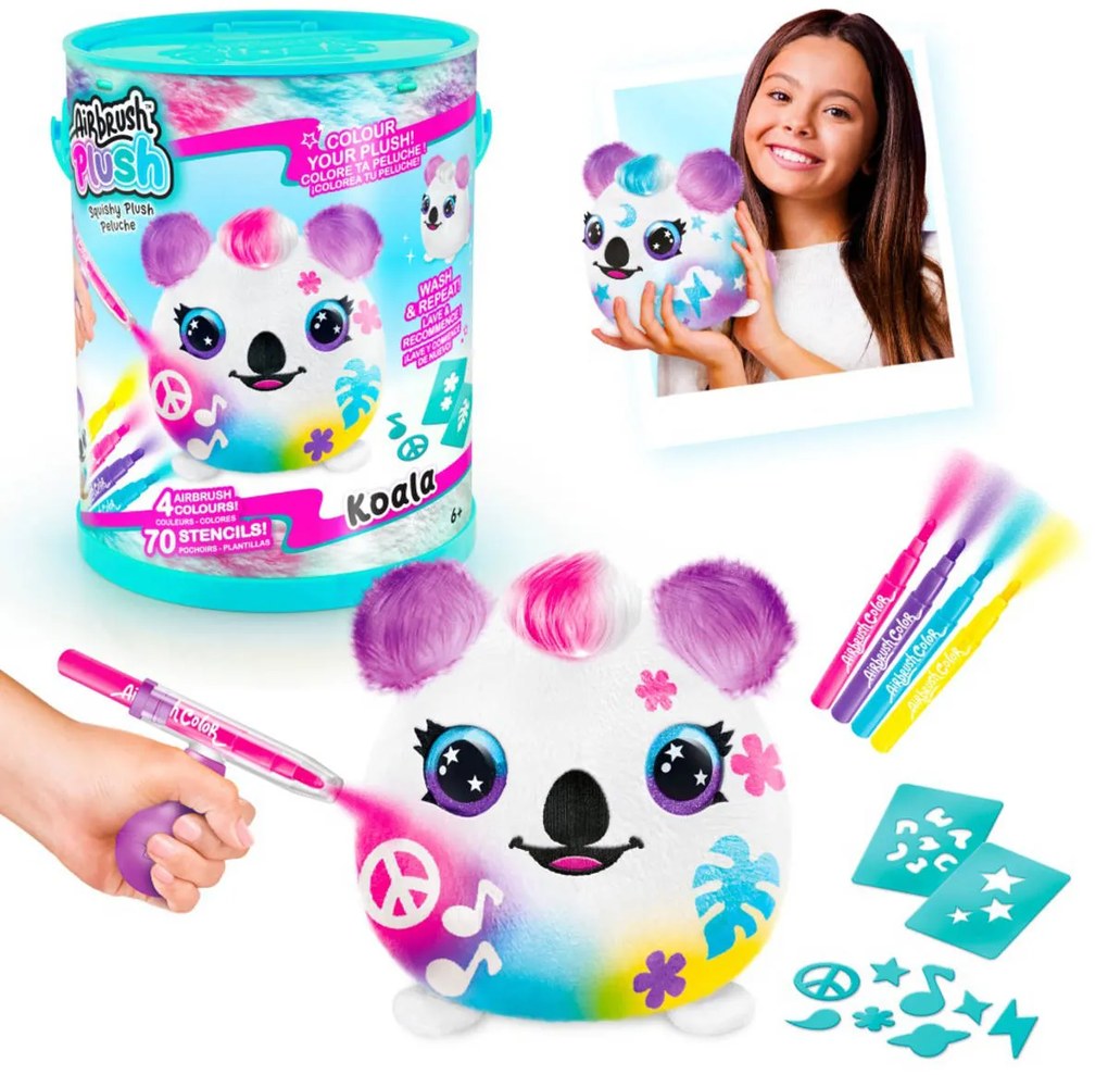 EP Line Airbrush Squish Pals Paint Can set plyšák k vybarvení 3 druhy ofg266