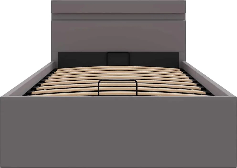 Rám postele s LED úložný prostor šedý umělá kůže 90 x 200 cm 285552
