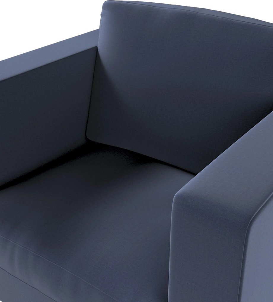 Potah na křesko IKEA Karlanda, krátký barva tmavě modrá látka sametová