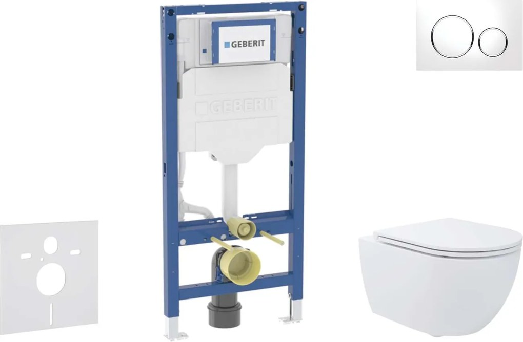SANITINO - Set předstěnové instalace, klozetu Oudee a Slim sedátka softclose, tlačítko Sigma20, bílá/chrom SANI11CA31152