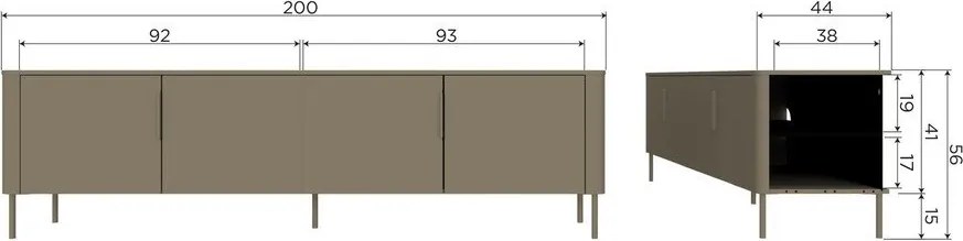 Taupe TV stolek z borovicového dřeva 154x56x44 cm Gunnar – WOOOD