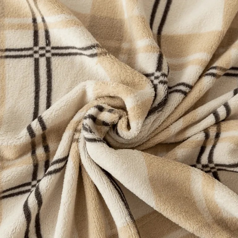 Prostěradlo mikroplyš PLAID 200x200 cm krémové