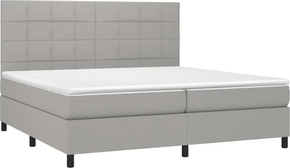 Box spring postel s matrací světle šedá 200 x 200 cm textil 3141801