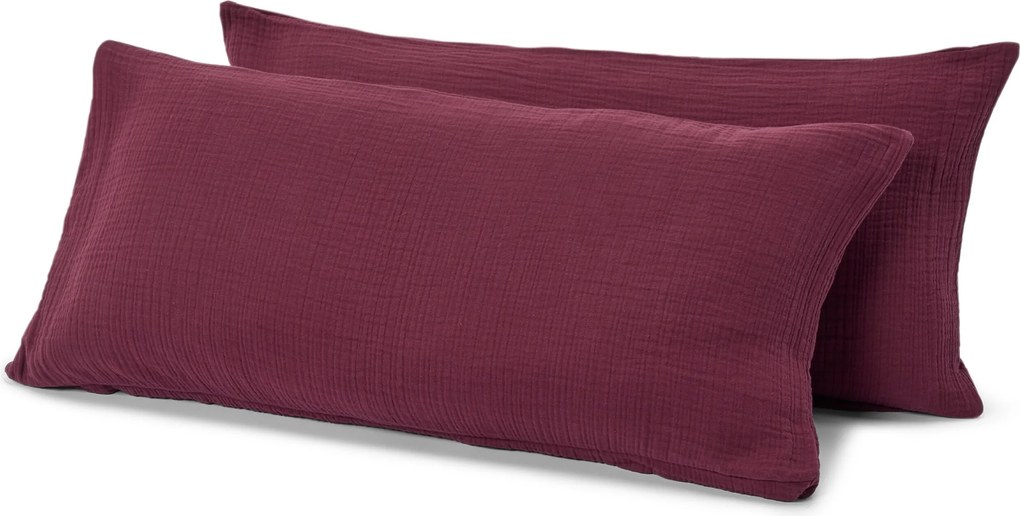 Tchibo - Mušelínové povlaky na polštář, 2 ks, bordó, cca 80 x 40 cm
