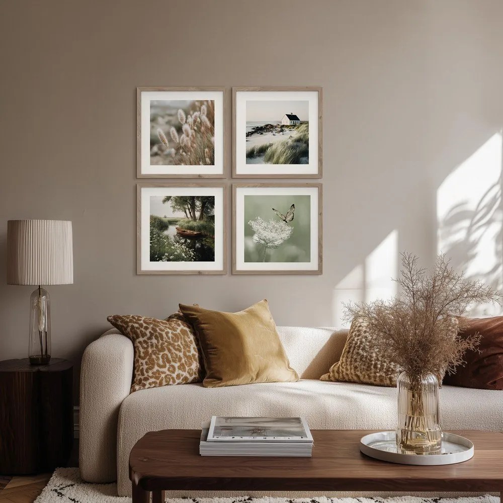 Tištěné obrazy v sadě 4 ks s rámem 30x30 cm Subtle Nature – Styler