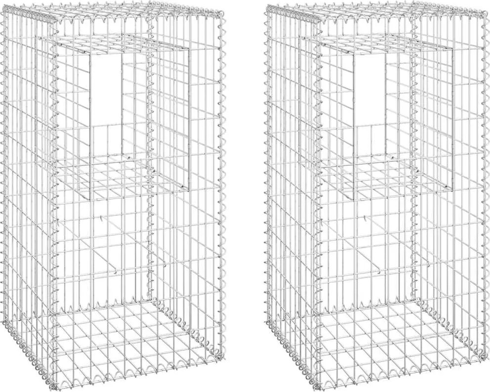 Gabionové sloupky 2 ks 50 x 50 x 100 cm železo 151269