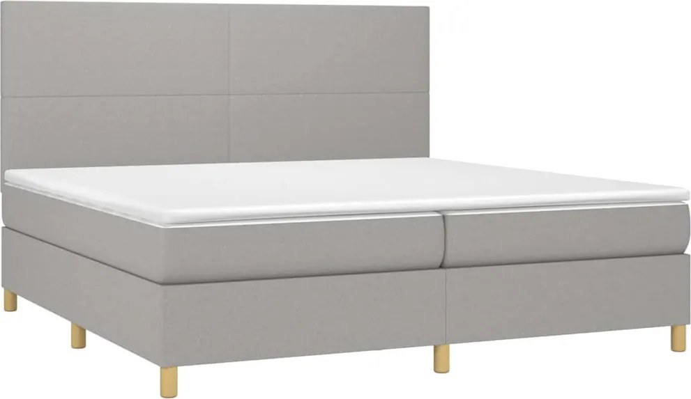 Box spring postel s matrací a LED světle šedá 200x200 cm textil 3135301