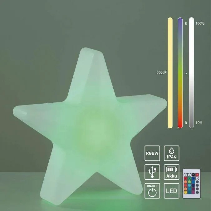 LD 19290-16 LED bateriové svítidlo AKKU-STAR, bílá, malé, venkovní, IP44, nabíjecí přes USB, RGB/6000K - JUST LIGHT