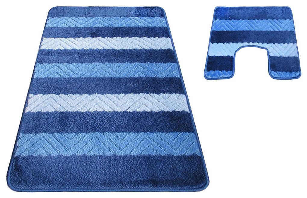 Sada koupelnových koberečků Montana 02 s výřezem - modrý