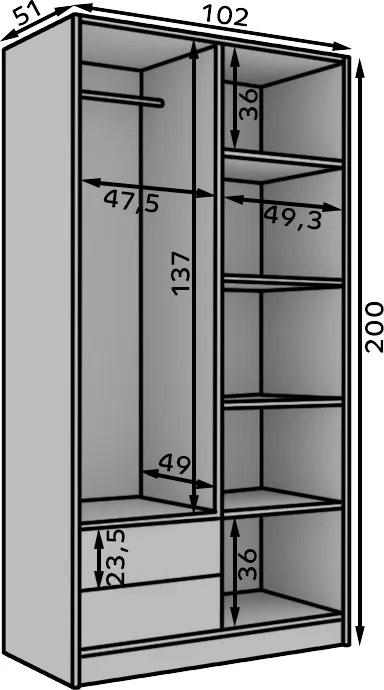 ADRK Furniture Skříň Neri 100 se zrcadly