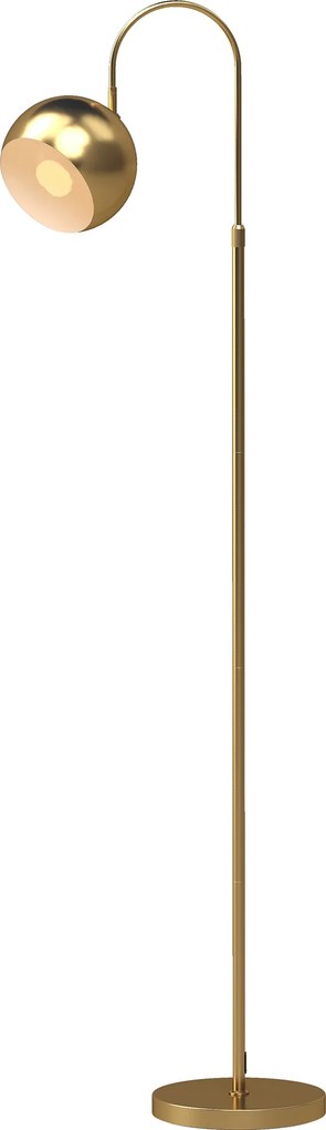 HOMCOM Stojací lampa E27, nastavitelná 145–165 cm, zlatá