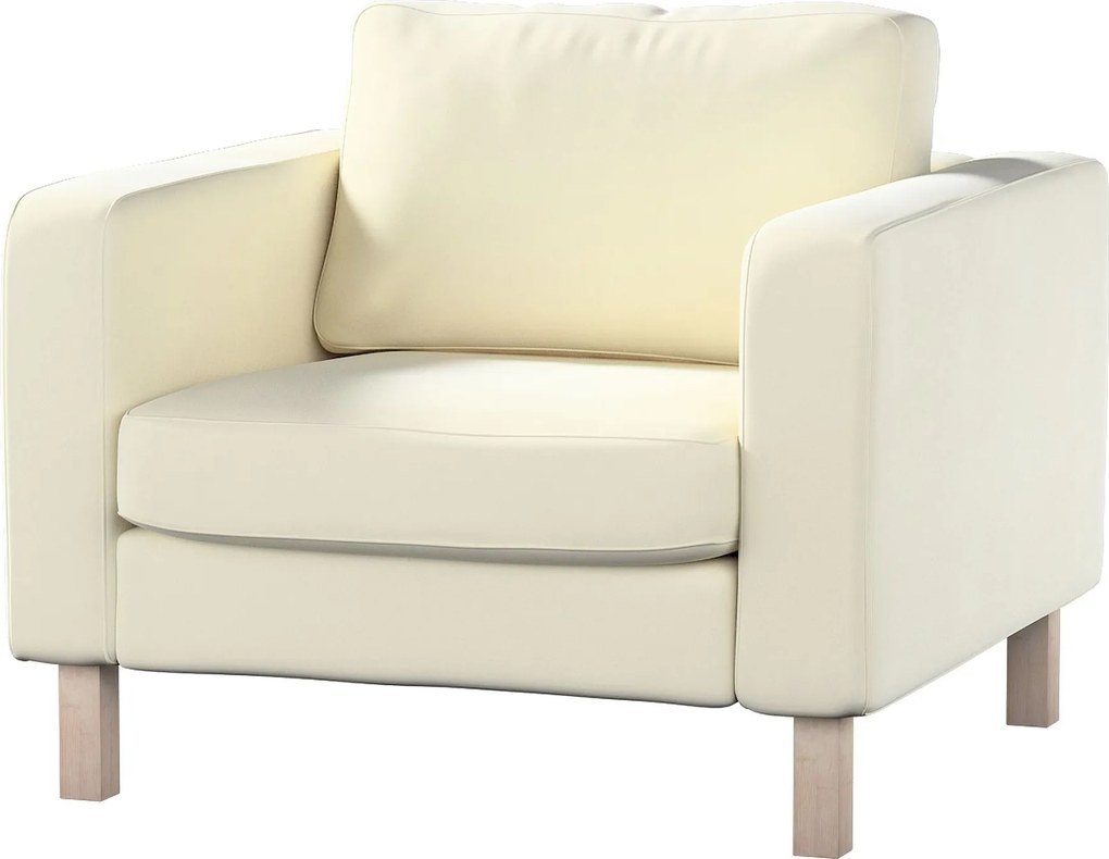 Potah na křeslo IKEA Karlstad, krátký barva krémová látka lesklé, sametová