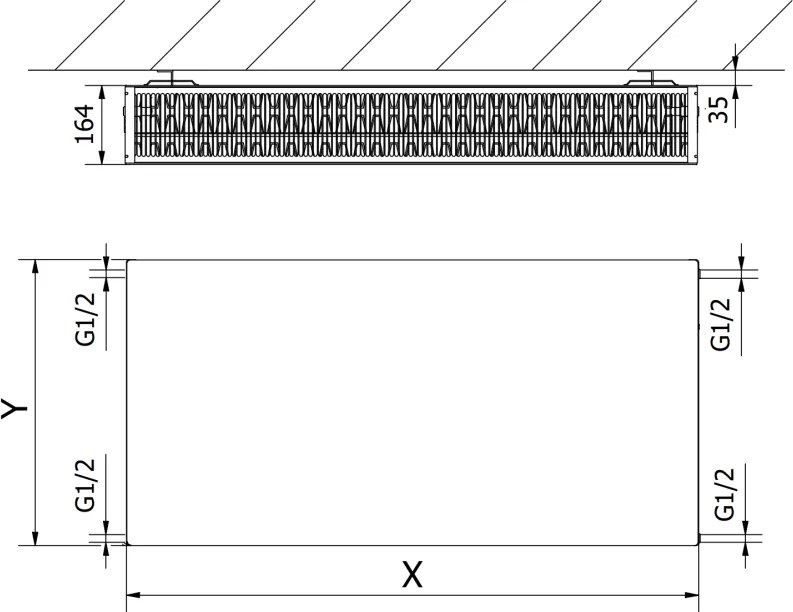 Mexen CF33, plochý panelový radiátor 600 x 2000 mm, boční připojení, 4402 W, bílá, W433F-060-200-00