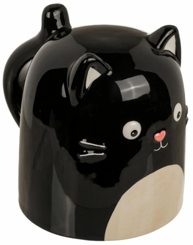 Keramický hrnek Kočka, 540 ml, černá