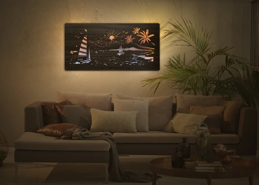 Li-Go "Moře" světelný obraz 230V 120x60 cm provedení povrchu: černá s patinou