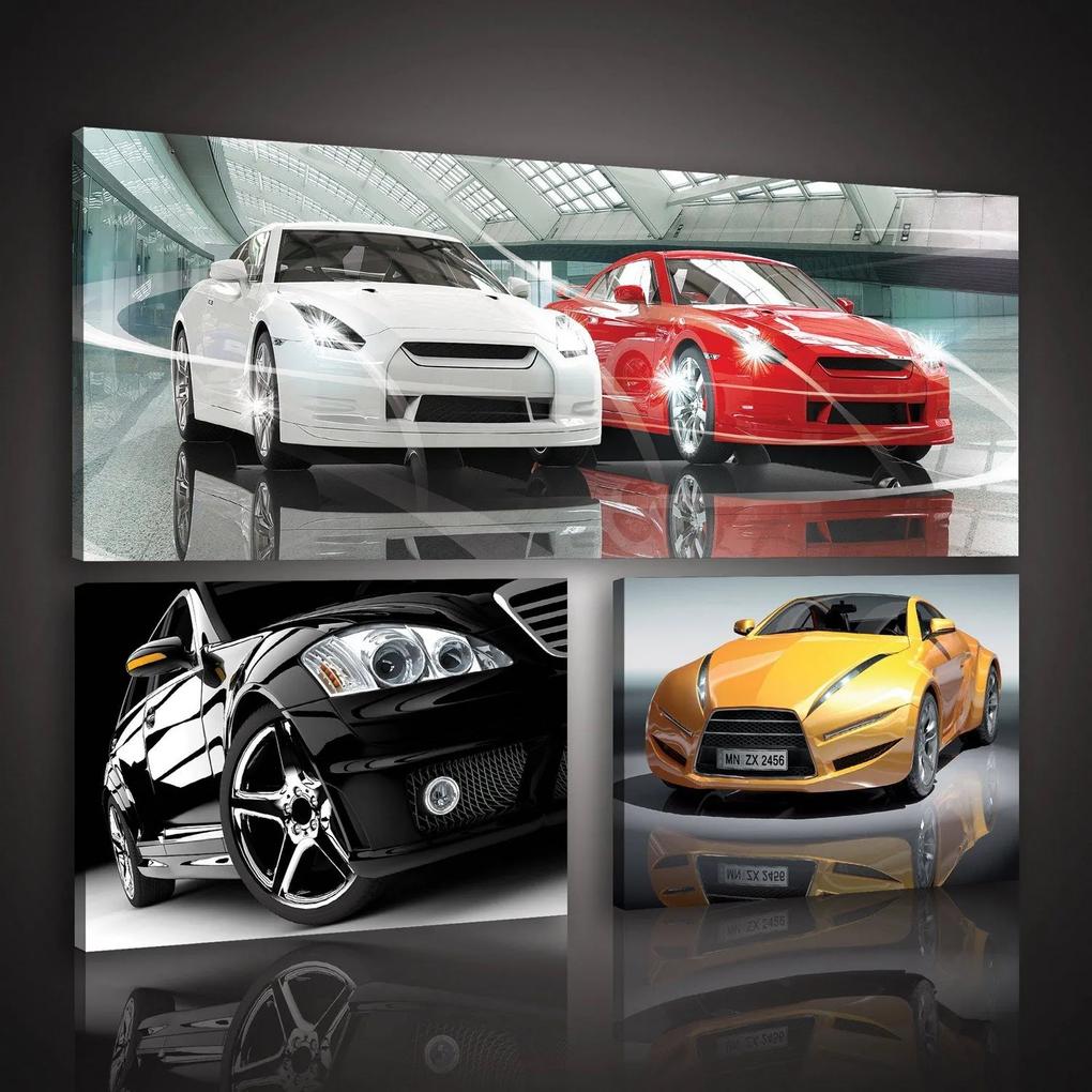 Postershop Obraz na plátně: Sportovní auta - set 1ks 80x30 cm a 3ks 37,5x24,8 cm