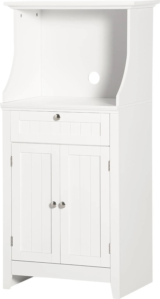 HOMCOM Kuchařský vozík Mikrovlnná skříň Kyvný kabinet s zásuvkou a policí 2 dveře Prostor proti převrhnutí pro jídelnu 60x40x122,5 cm Bílá | Aosom
