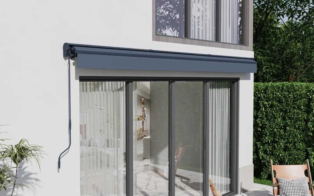 Elektrická markýza s LED osvětlením BestBerg BBSU-EL495CG / 495 x 300 cm / šedá
