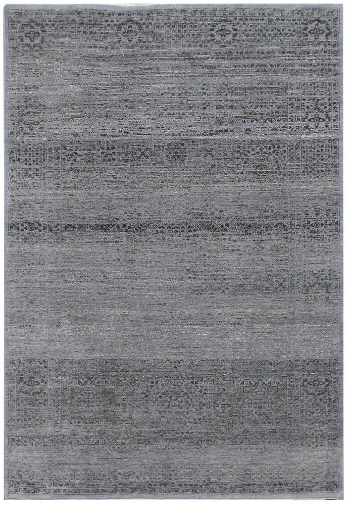 Diamond Carpets India, Ručně vázaný kusový koberec Diamond DC-MAMLOOK jeans blue/black, 160x230, modrá, chodba / předsíň