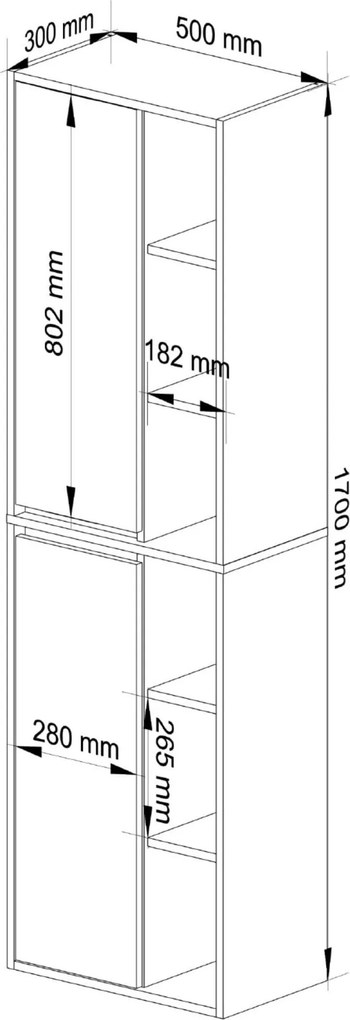Závěsná koupelnová skříňka VAMI 50 cm - výběr z 6 provedení
