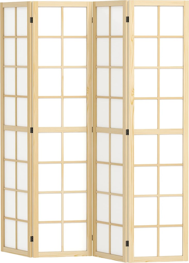 HOMCOM 4dílný paraván 160 x 170 cm - soukromé oddělení, skládací dělič místnosti pro obývací pokoj, přírodní | Aosom