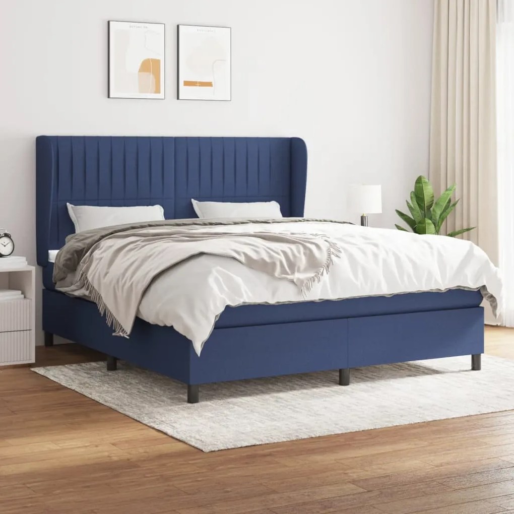 Box spring postel s matrací modrá 160x200 cm textil 3128139