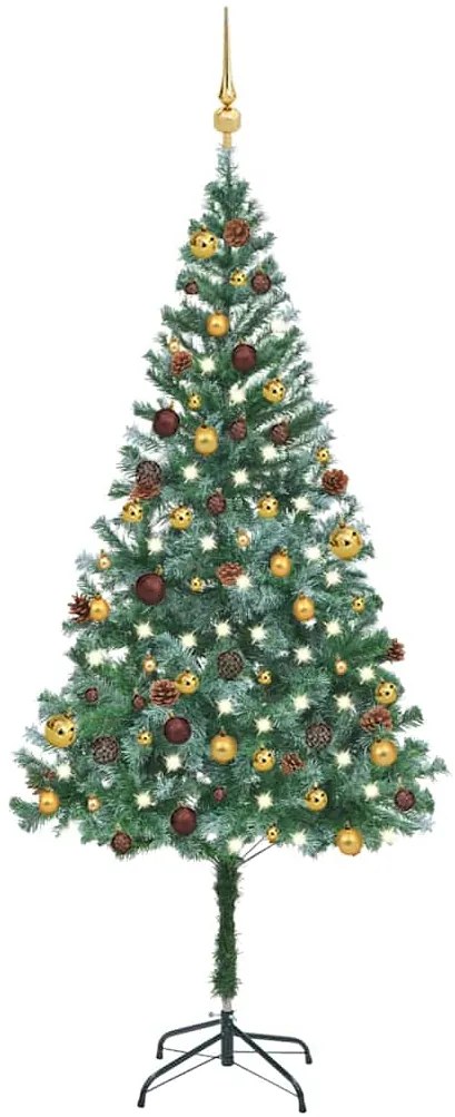 Umělý vánoční stromek LED osvětlení sada koulí a šišky 180 cm