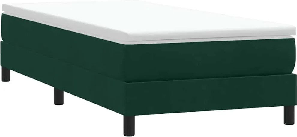 Postel Box Spring bez matrace tmavě zelená 90x220 cm samet 3315858
